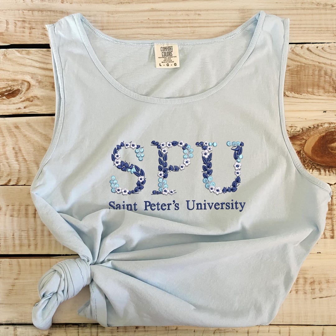 Comfort Color Custom Embroidered College Tank Top Shirt, Floral Letter ...