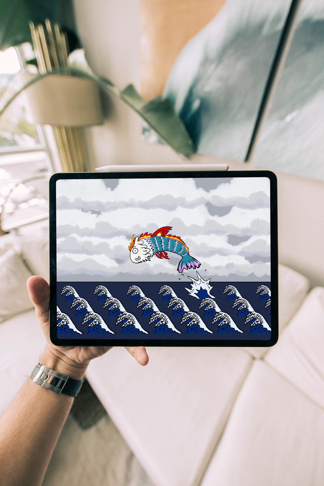 Fantasy Fish Wallpaper, Ocean Wave Pattern (digital Download) - Etsy
