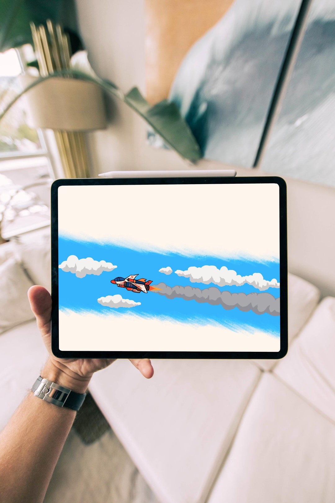 Anime Spaceship Wallpaper: Hand-drawn Aircraft Art (digital Download ...