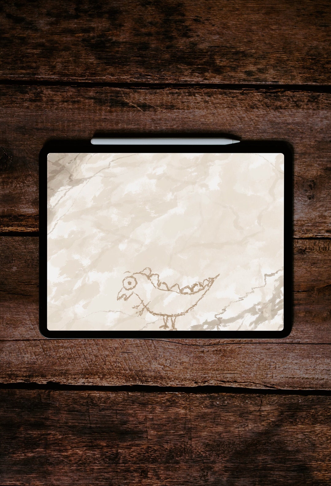 Dino Caveman Drawing Digital Wallpaper, Monster Doodle Artwork ...
