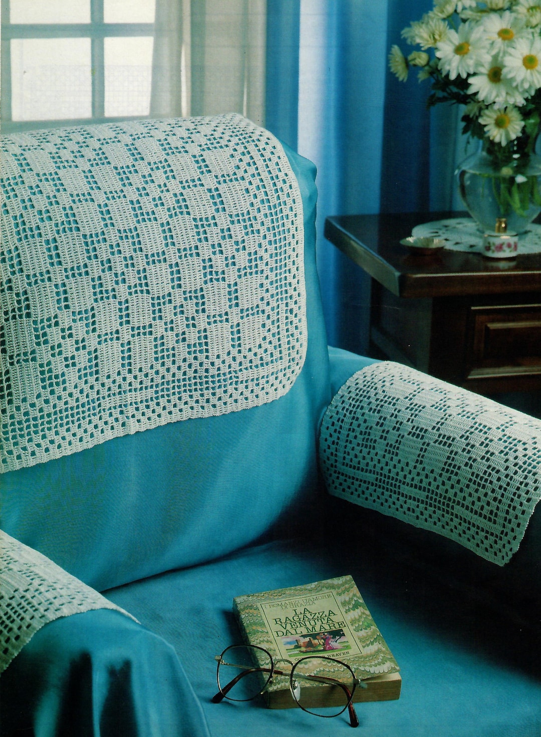 Crochet Sofa Chair Cover With Arm Rest Cover Pattern, Crochet Cotton No ...