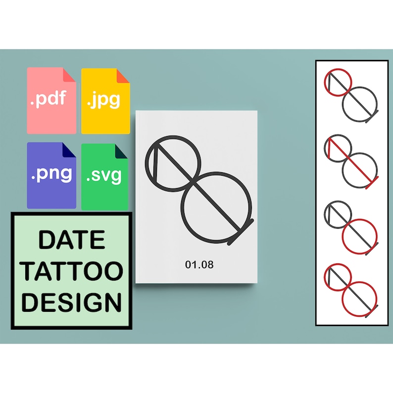 Custom Number Logo Date Tattoo Design Wedding Date Monogram - Etsy