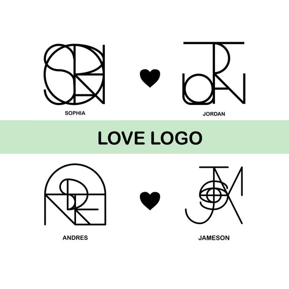 Love Logo Two Names Logo With A Heart in the Middle Custom - Etsy Australia
