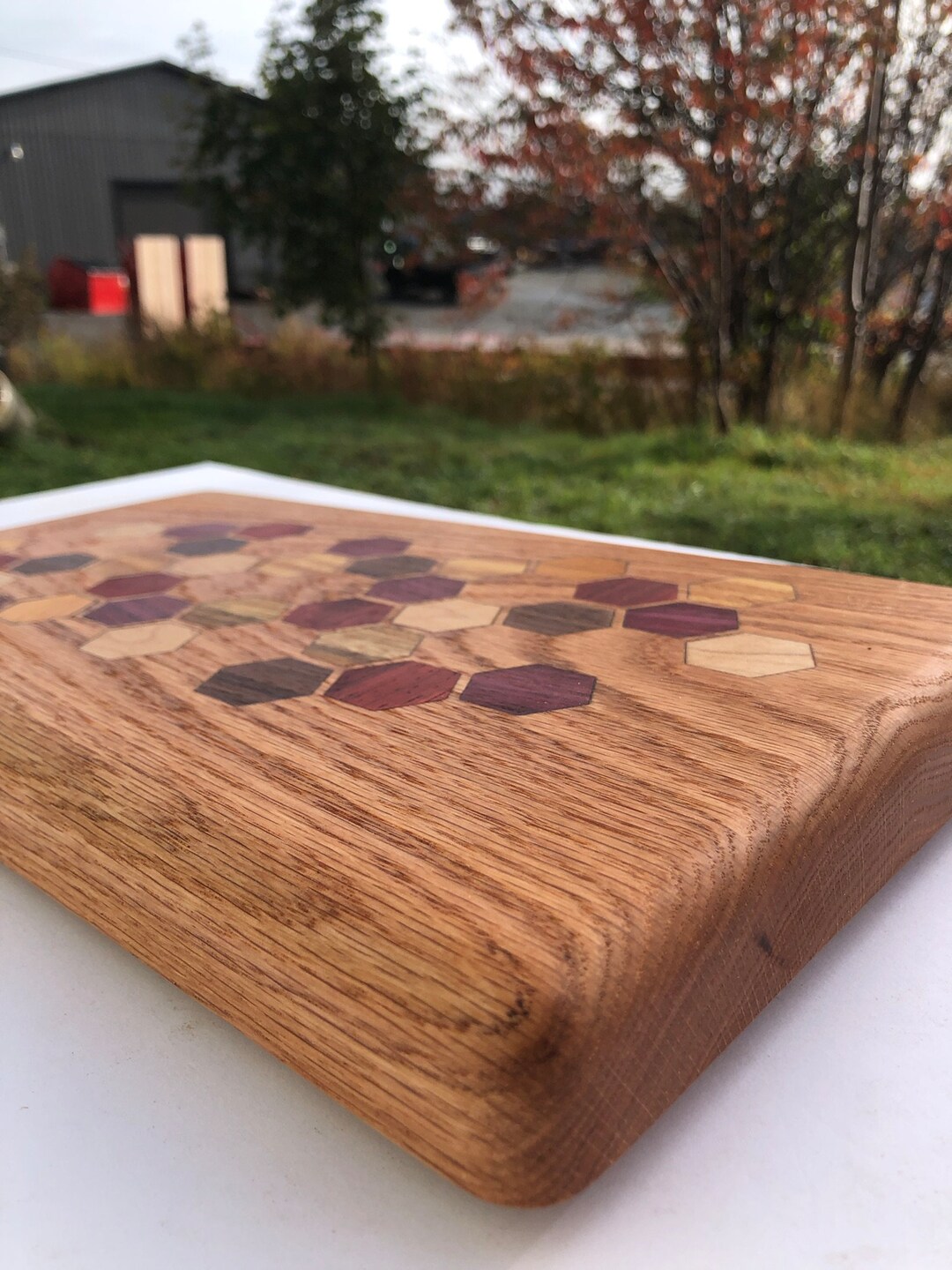 Honeycomb Inlay Charcuterie Board- Oak 14x9" - Etsy