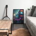Cyberpunk Print Futuristic Street With Purple Cyan Neon Lights Art ...