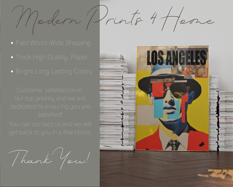 Retro Art Collage Colorful Gangster Mob Los Angeles Funky - Etsy