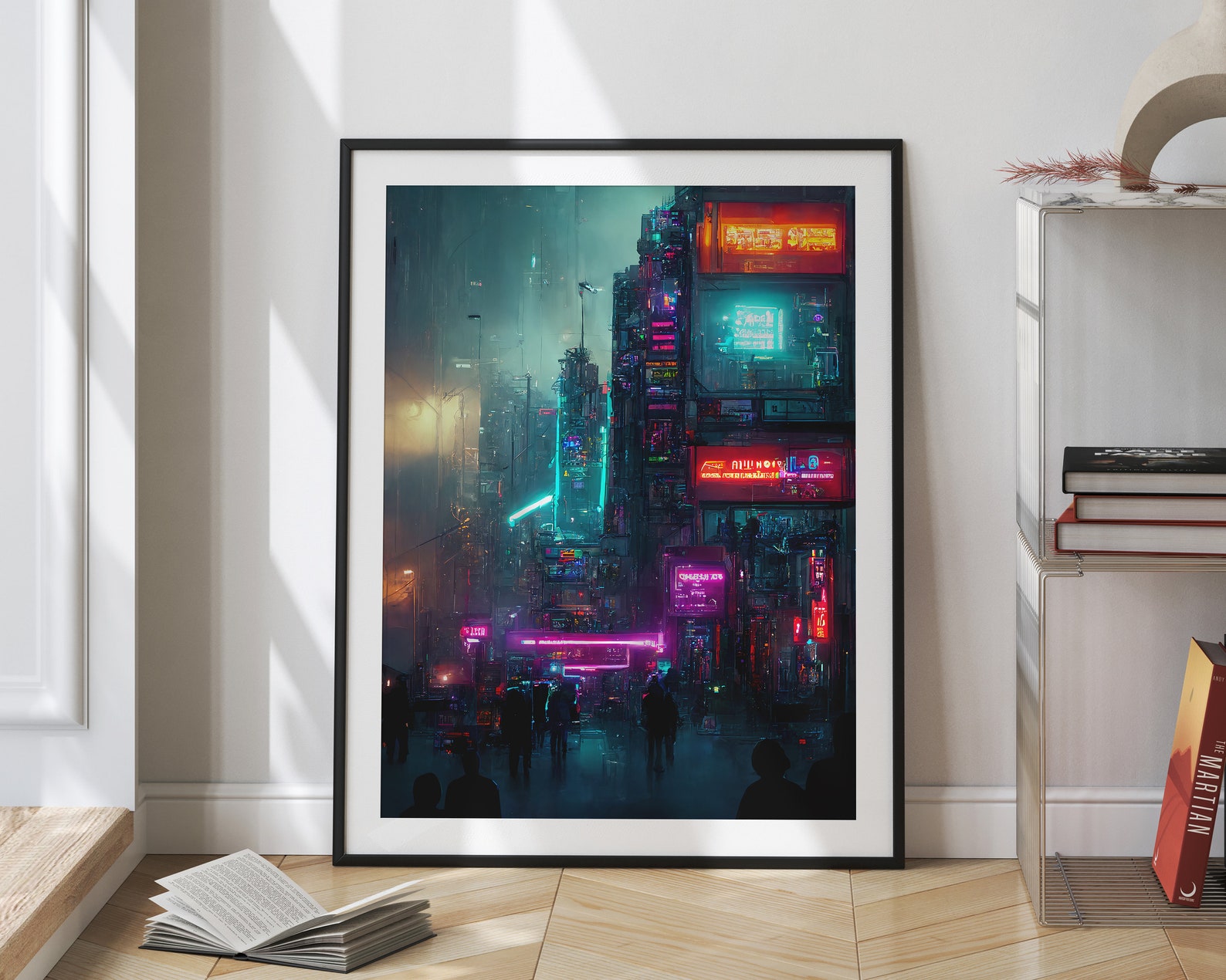 Cyberpunk Print Futuristic Street With Purple Cyan Neon - Etsy