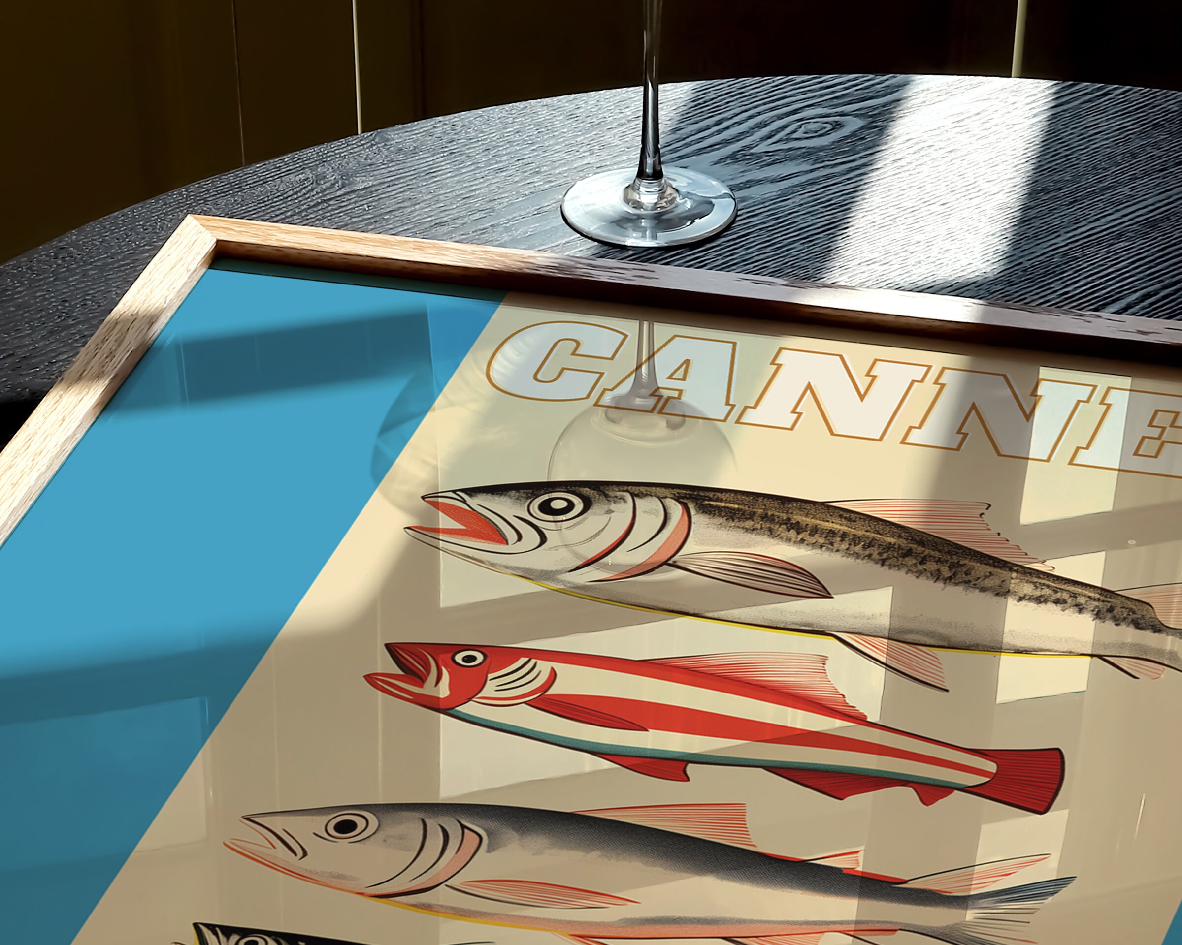 Funky Sardines Collage Art Print | Retro Kitchen Wall Decor, Framed ...