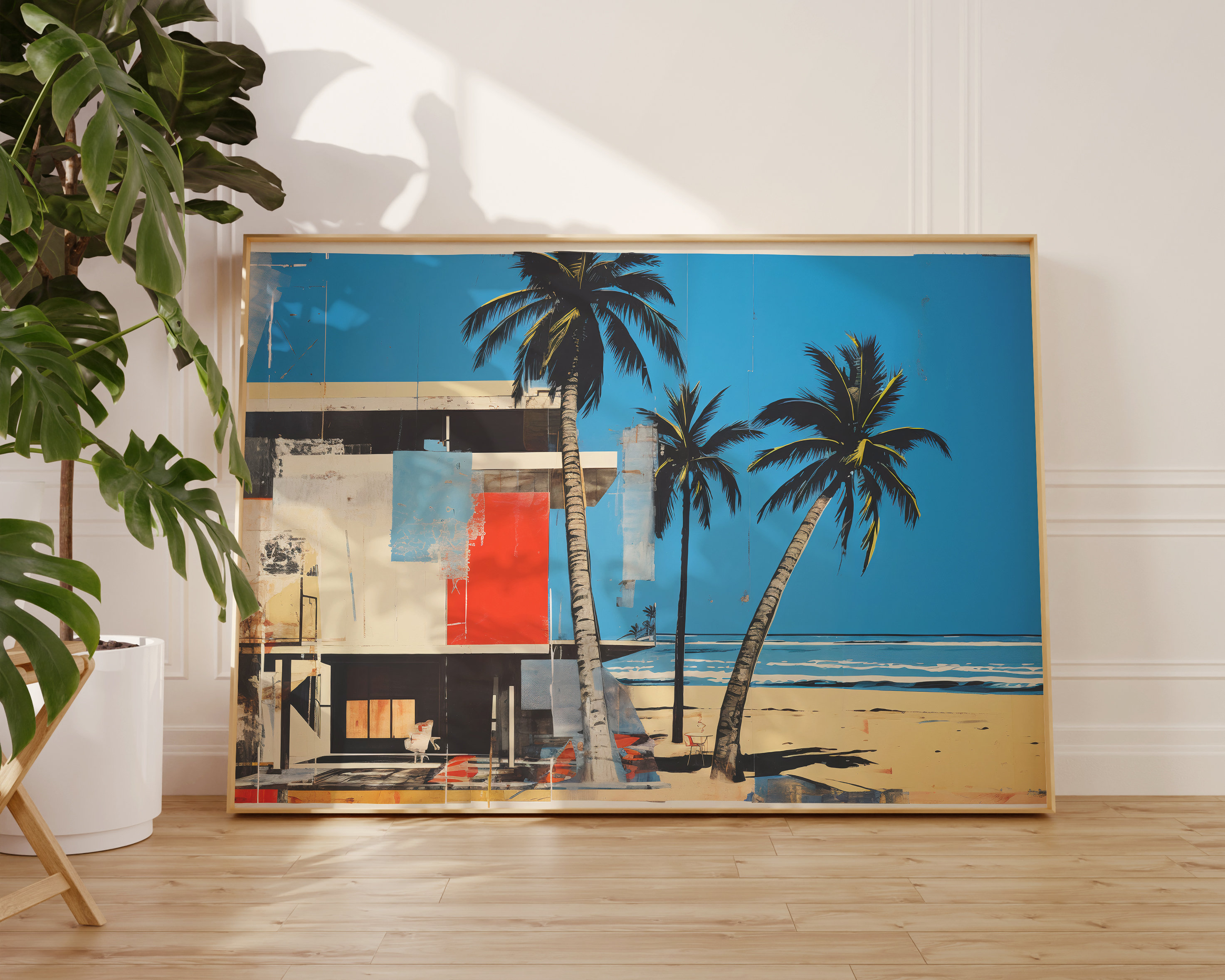 Vintage Tropical Beach Pop Art Print | Retro Coastal Wall Decor, Large ...