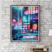 Cyberpunk Print Futuristic Street With Purple Cyan Neon Lights Art ...