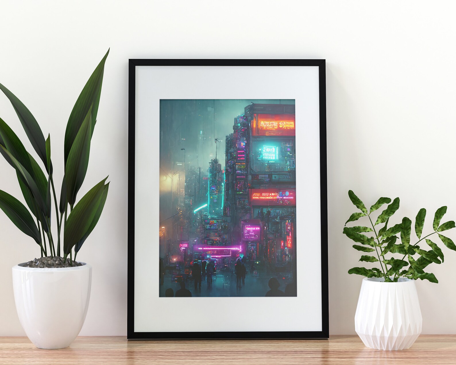 Cyberpunk Print Futuristic Street With Purple Cyan Neon - Etsy