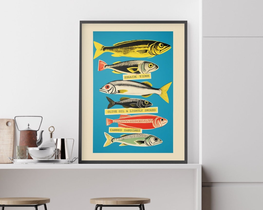 Funky Canned Sardines Collage Print | Retro Kitchen Framed Wall Art - Etsy