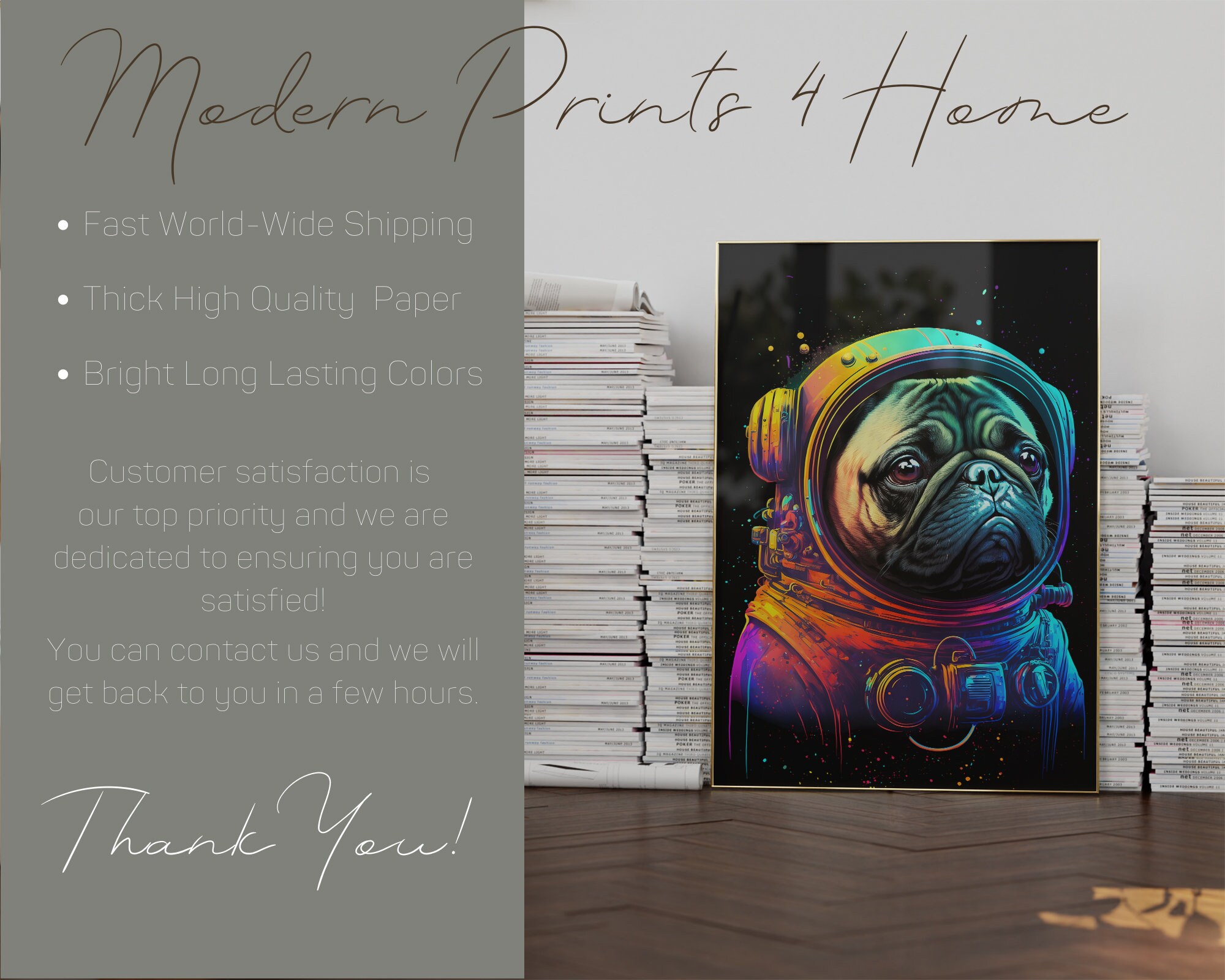 Graffiti Art Cute Pug in Astronaut Suit Surreal Colorful Rainbow Art ...