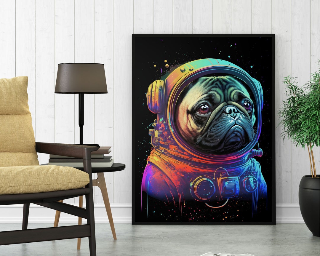 Graffiti Art | Cute Pug in Astronaut Suit Surreal Colorful Rainbow Art ...