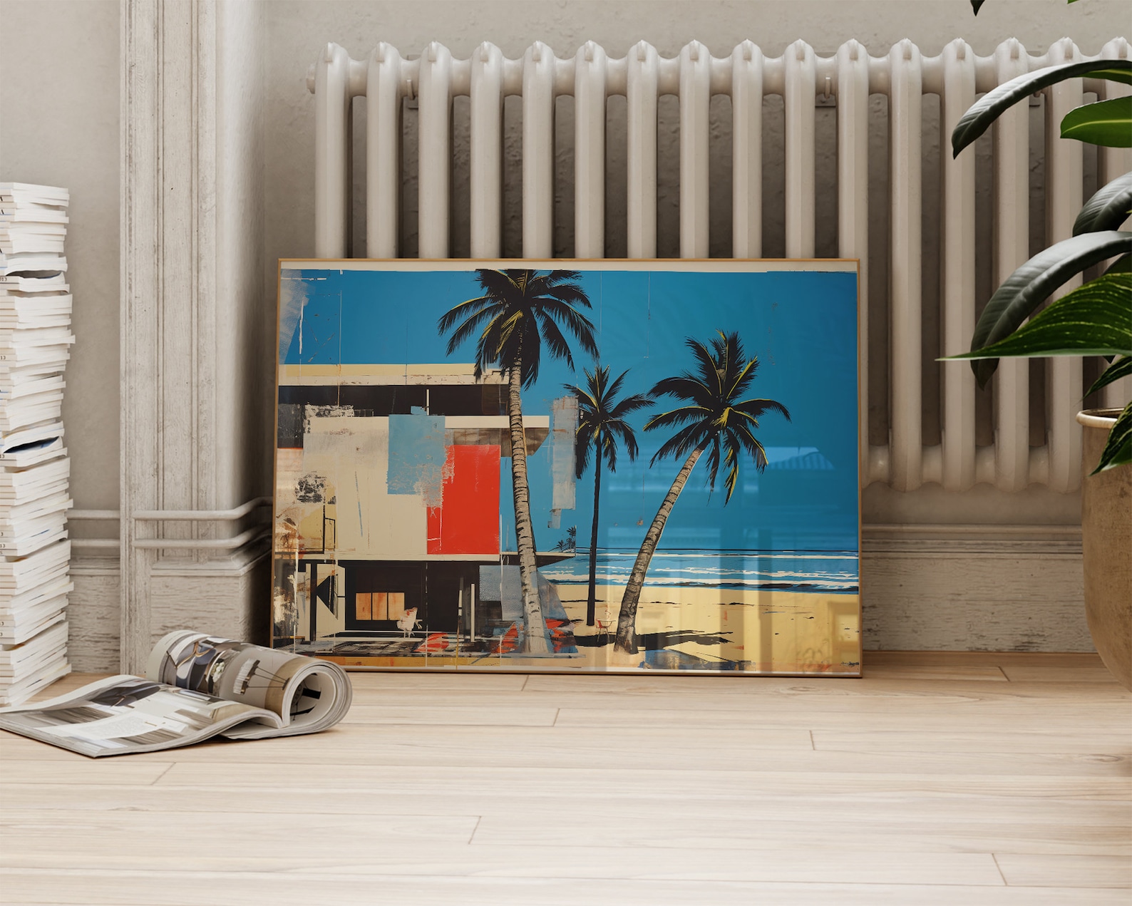 Vintage Tropical Beach Pop Art Print | Retro Coastal Wall Decor, Large ...