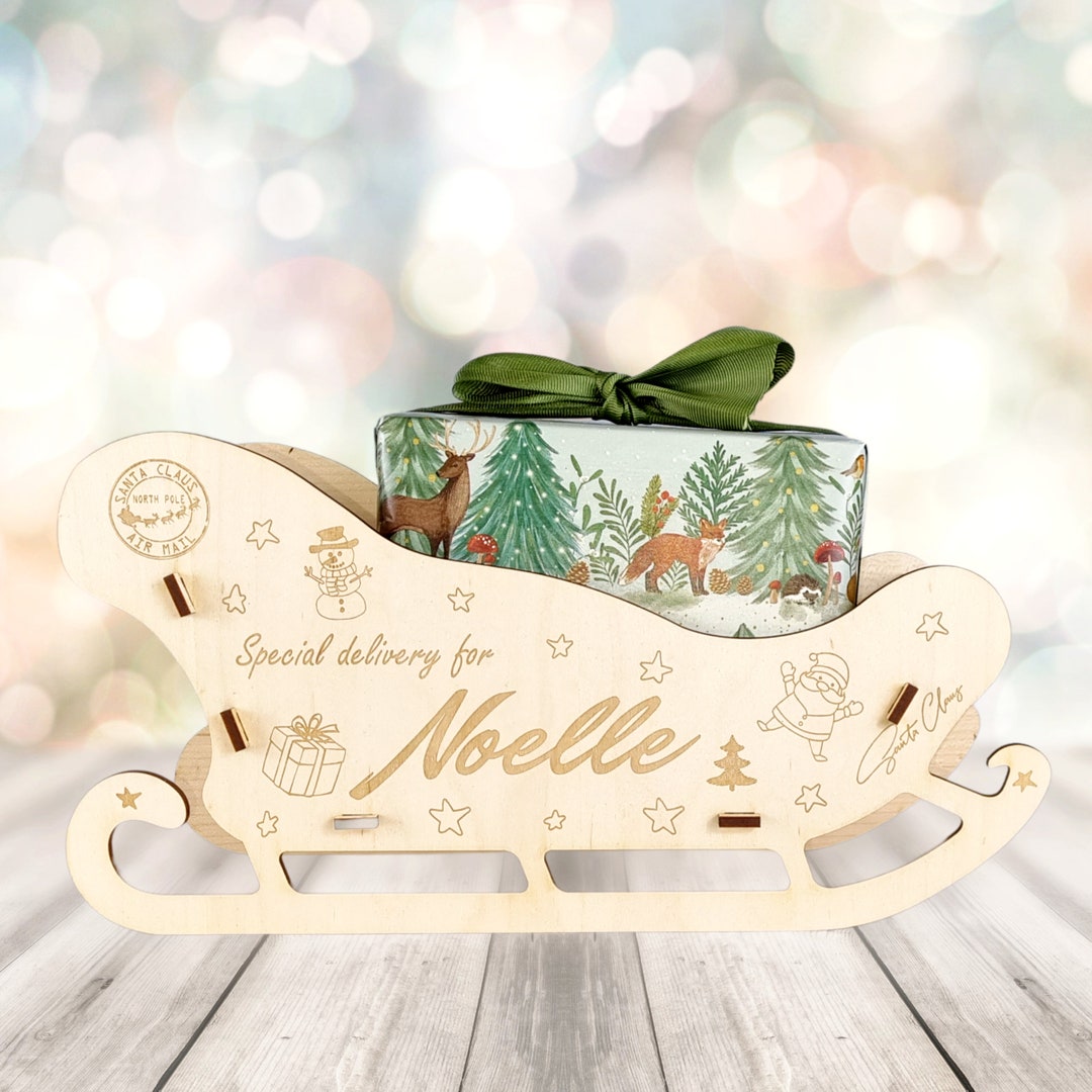 Wooden Christmas Sleigh Keepsake - Personalised Christmas Eve Box ...