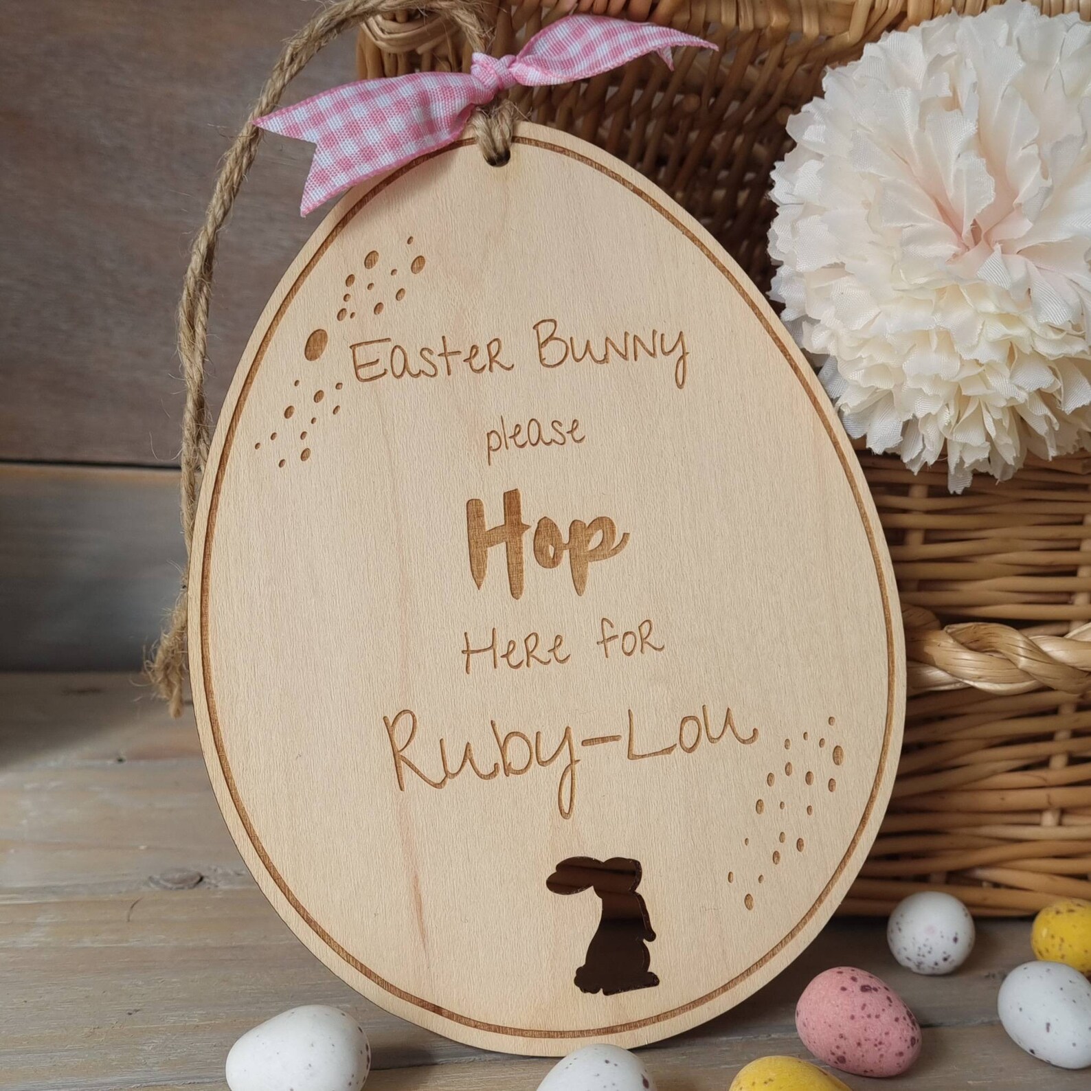 Easter Bunny Stop Here Sign Personalised Easter Egg Hunt Decoration ...