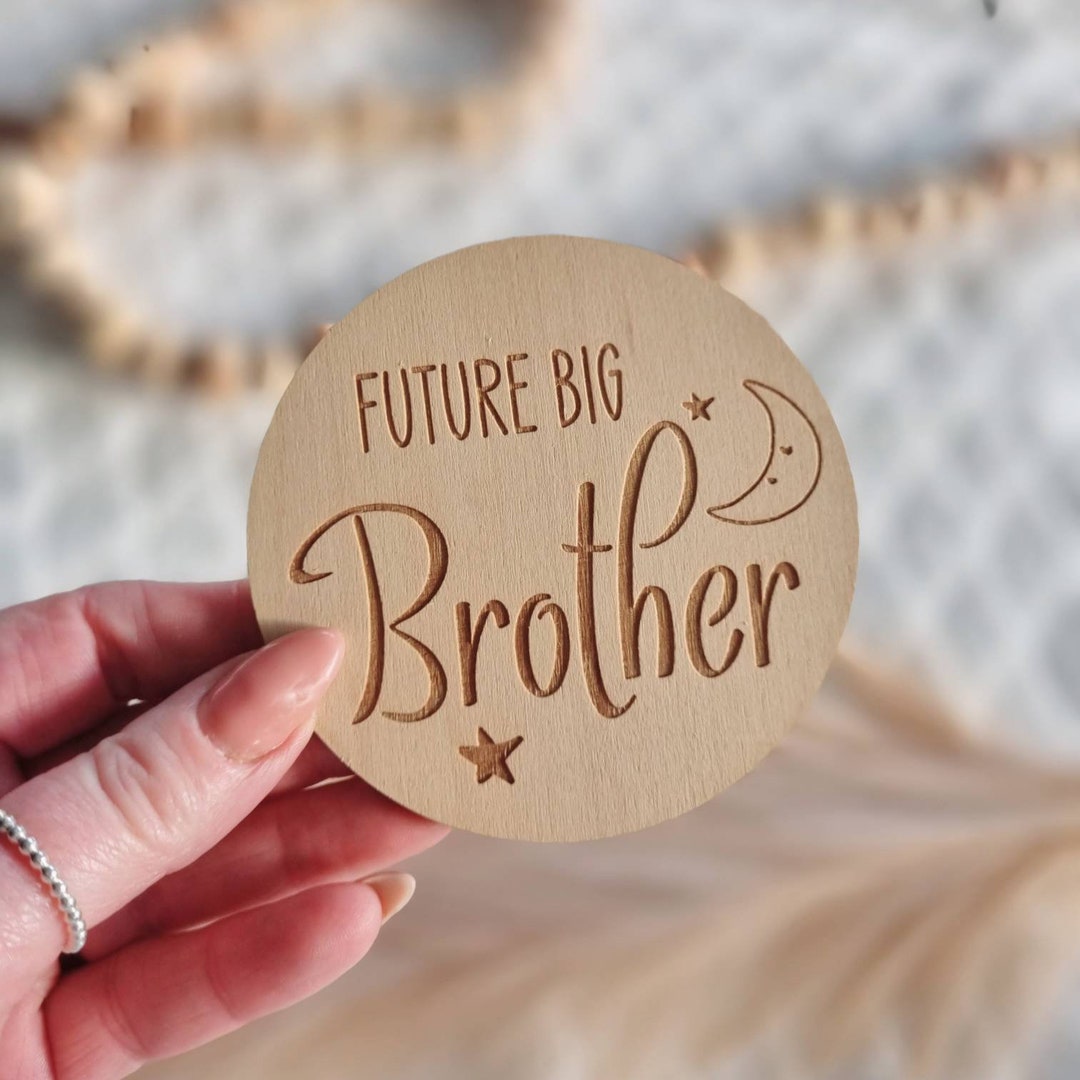 Baby Announcement Plaque for Future Big Brother- Wooden Sibling Reveal ...