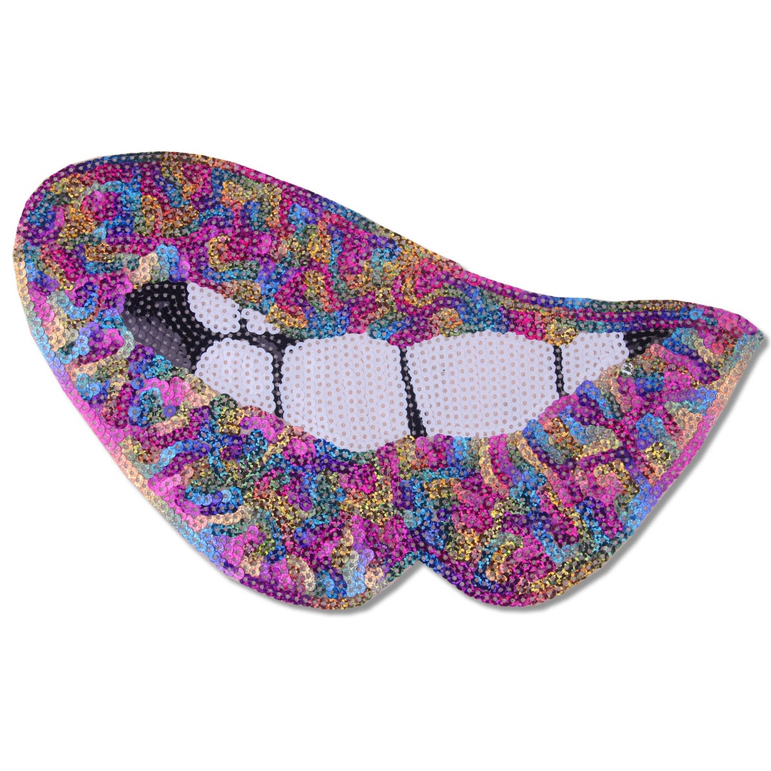 Colorful Mouth Lip Iron on Sequins Patch Applique Vintage - Etsy