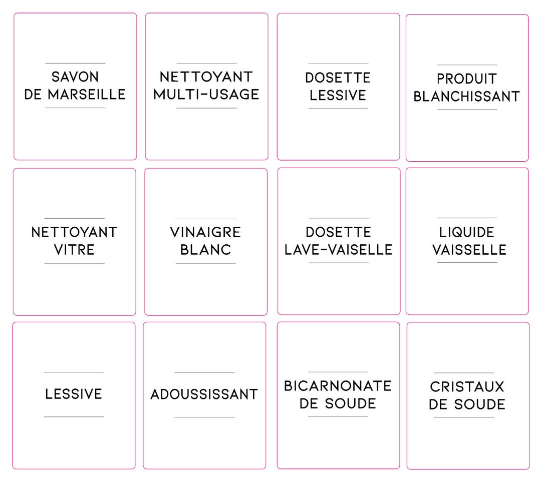 12 Étiquettes lessive et vaisselle rectangulaire haut 6cm (design ...