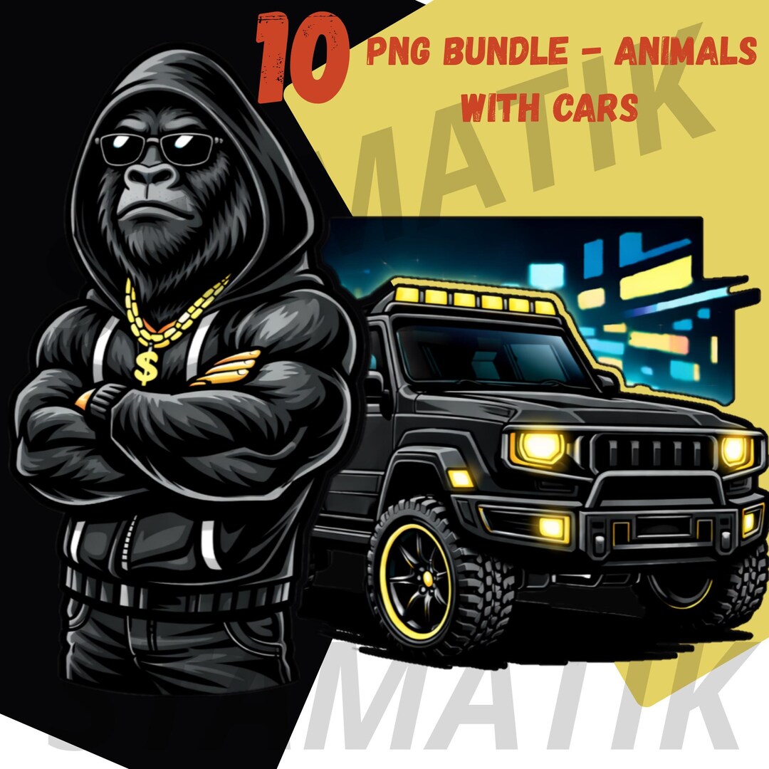 10 Swag Animal PNG Bundle, Urban Rebel Streetwear Clipart (digital ...