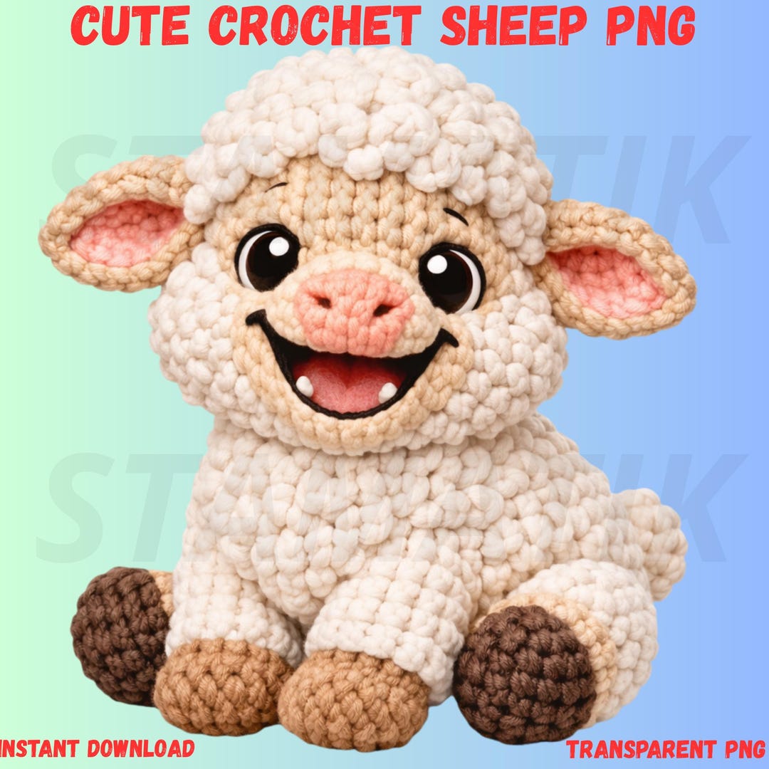 Crochet Sheep PNG, Amigurumi Lamb Clipart, Cute Farm Animal PNG ...