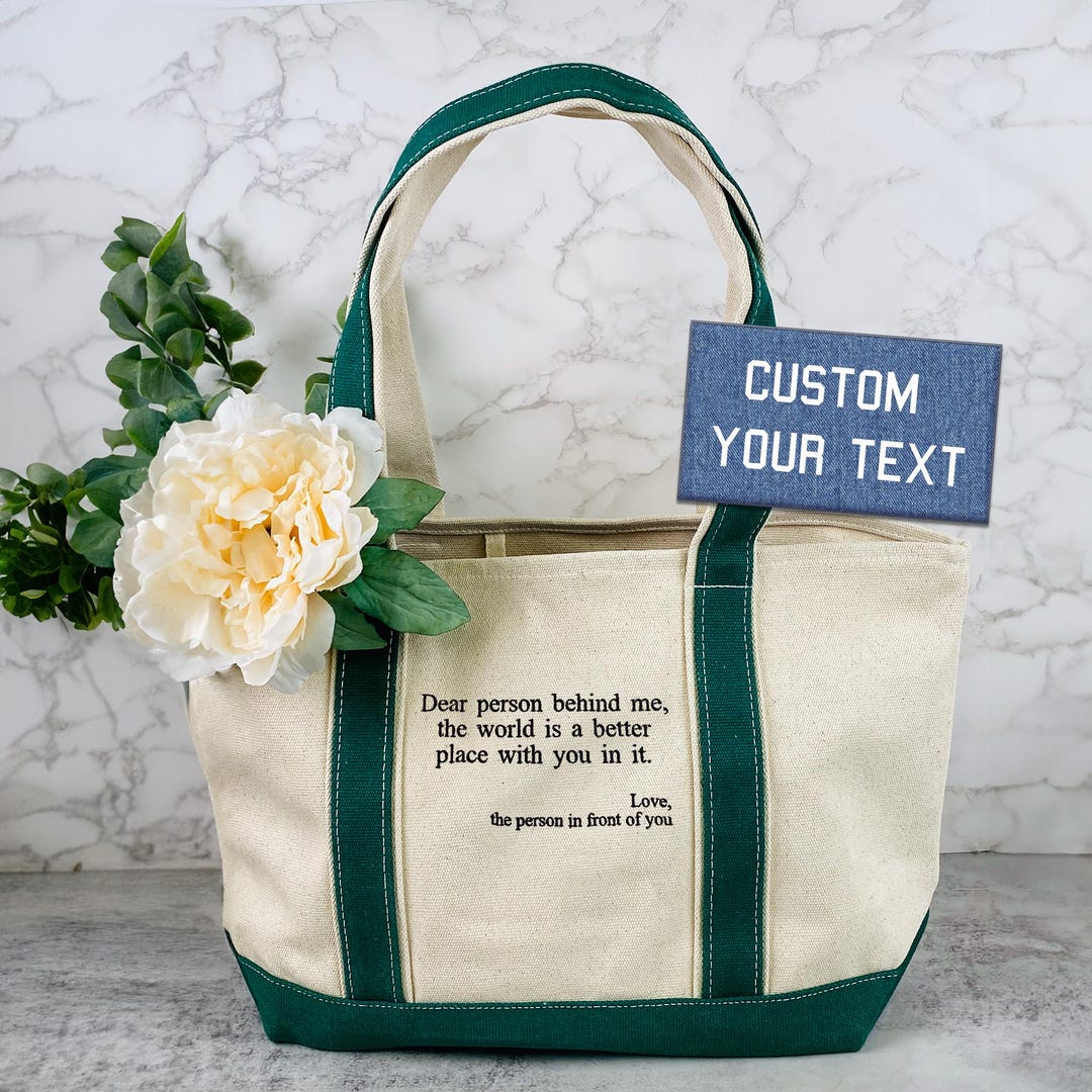 Personalized Canvas Tote, Custom Embroidered Text Tote Bag, Ironic Boat ...
