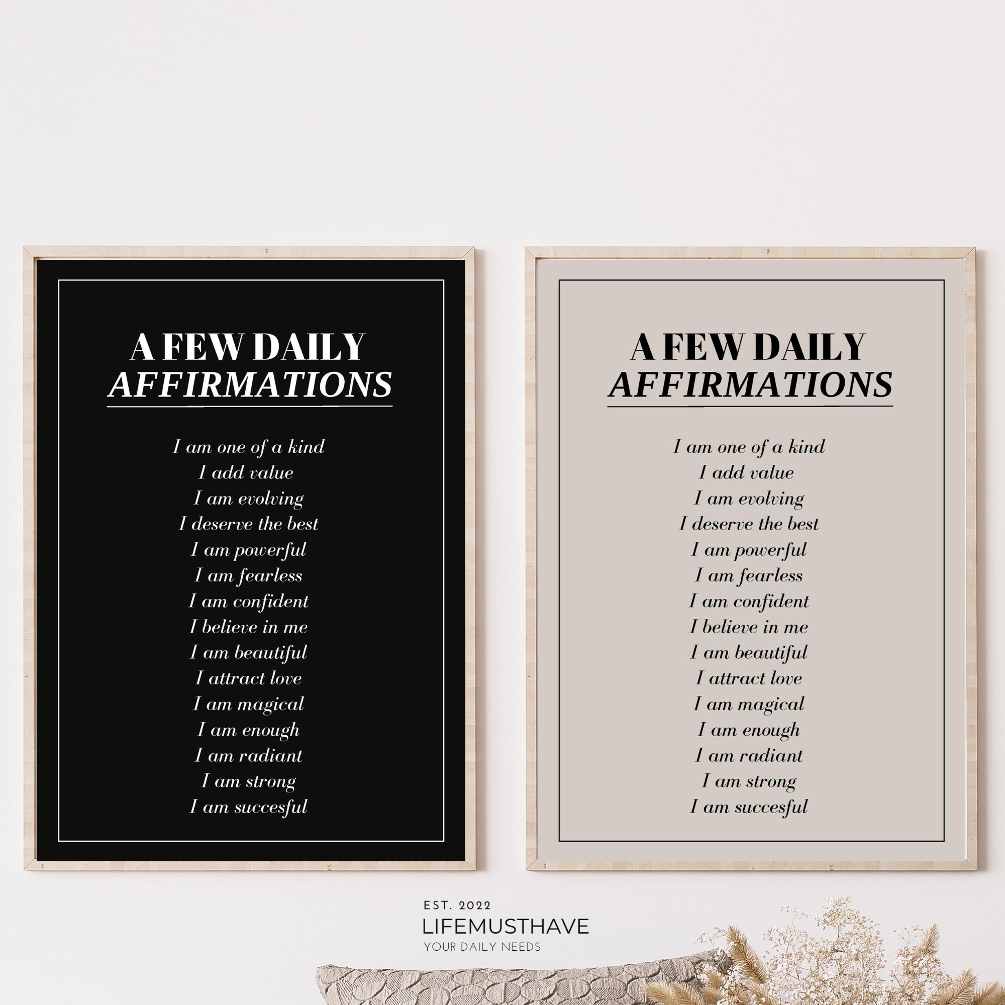 Daily Affirmations Print, Affirmations Wall Art, Self Love Wall Art ...