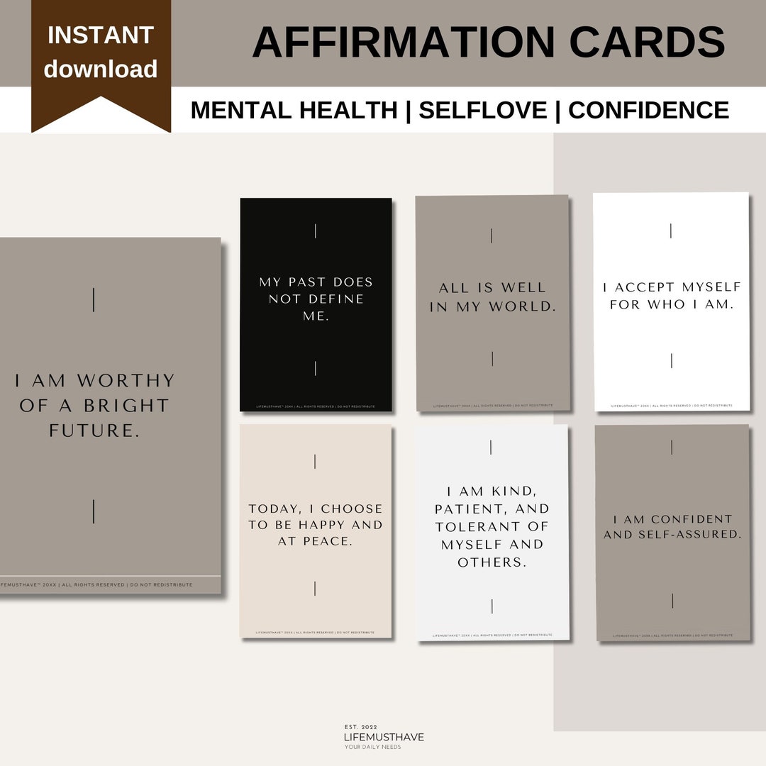 Self Love Affirmation Cards, Printable Positive Affirmation Cards ...