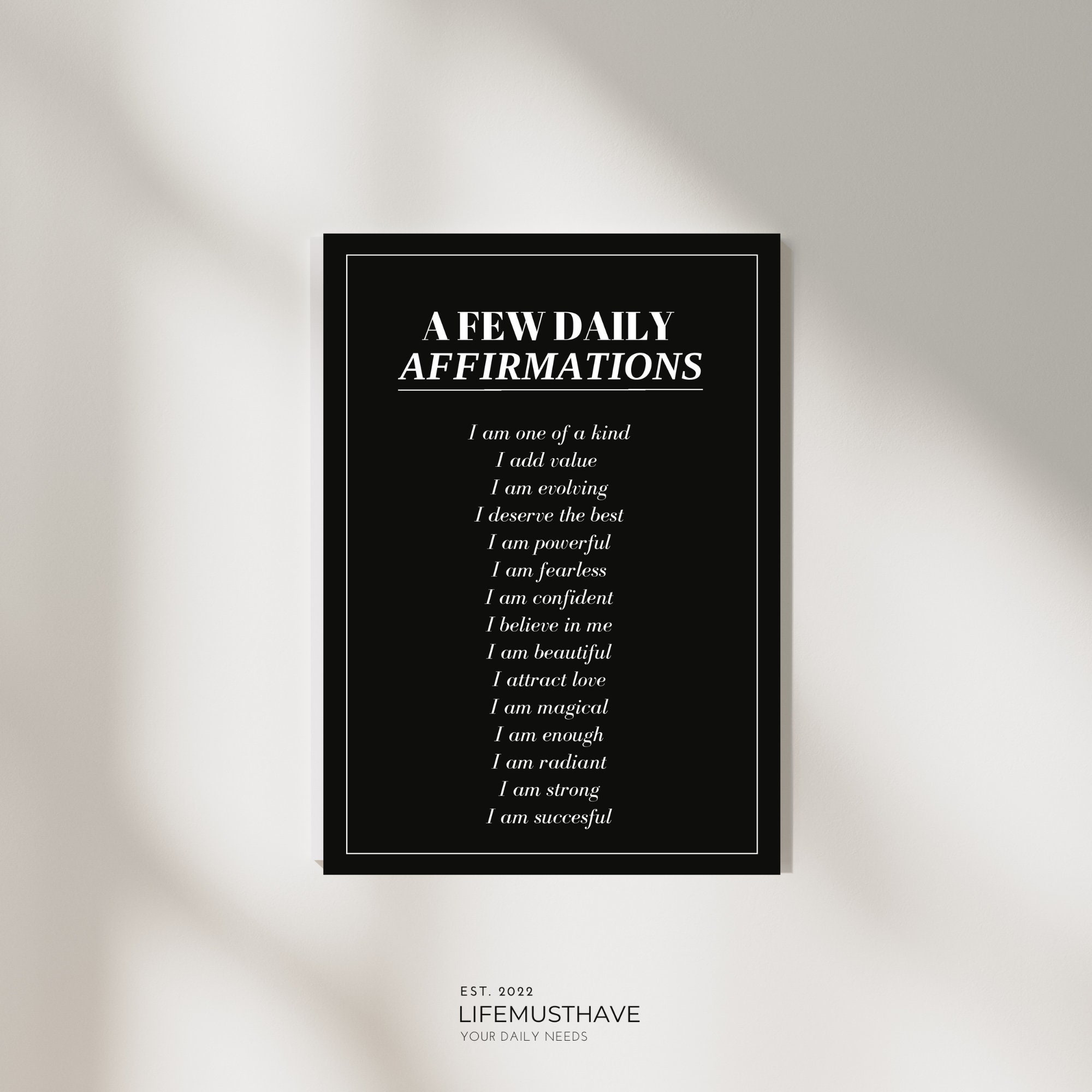 Daily Affirmations Print, Affirmations Wall Art, Self Love Wall Art ...