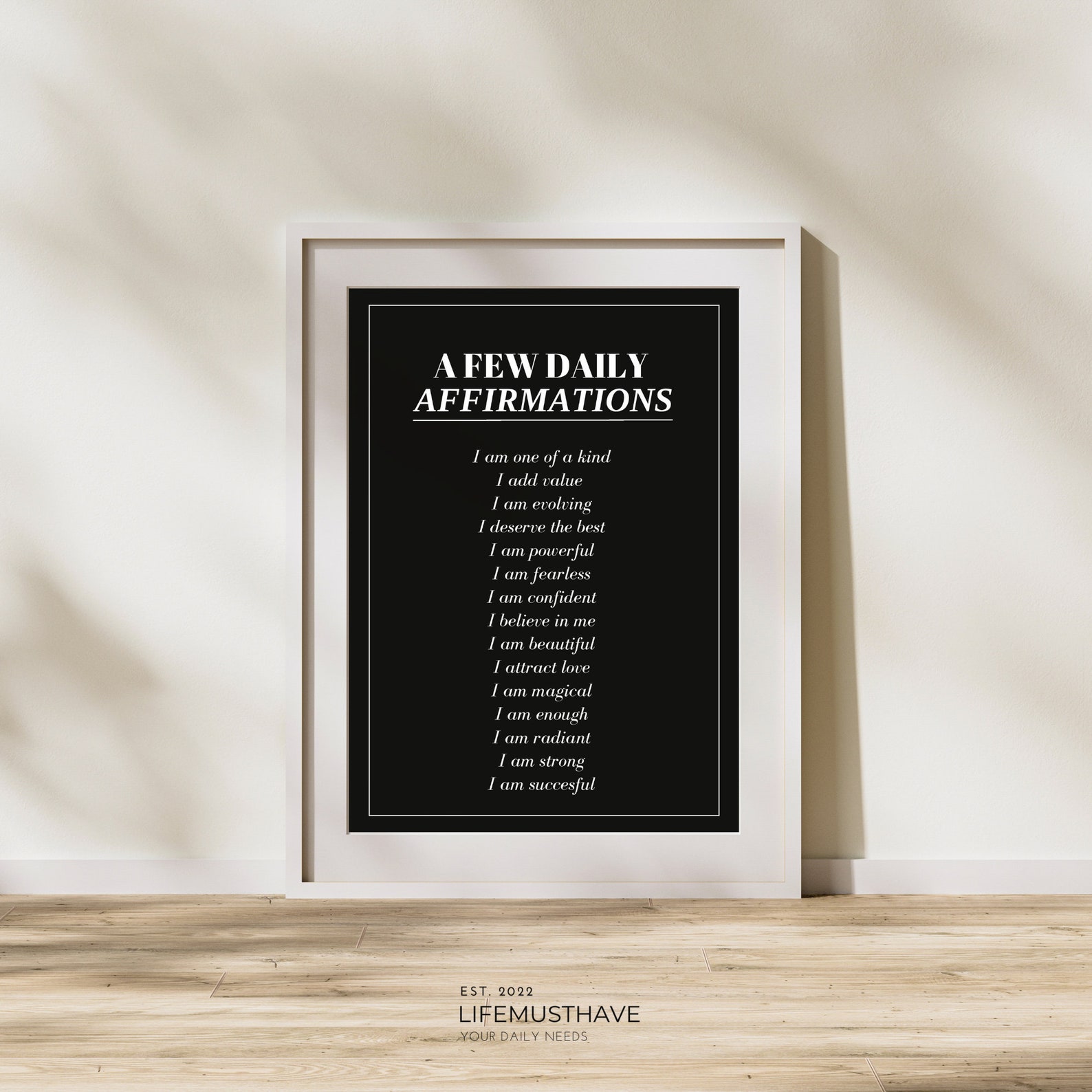 Daily Affirmations Print, Affirmations Wall Art, Self Love Wall Art ...