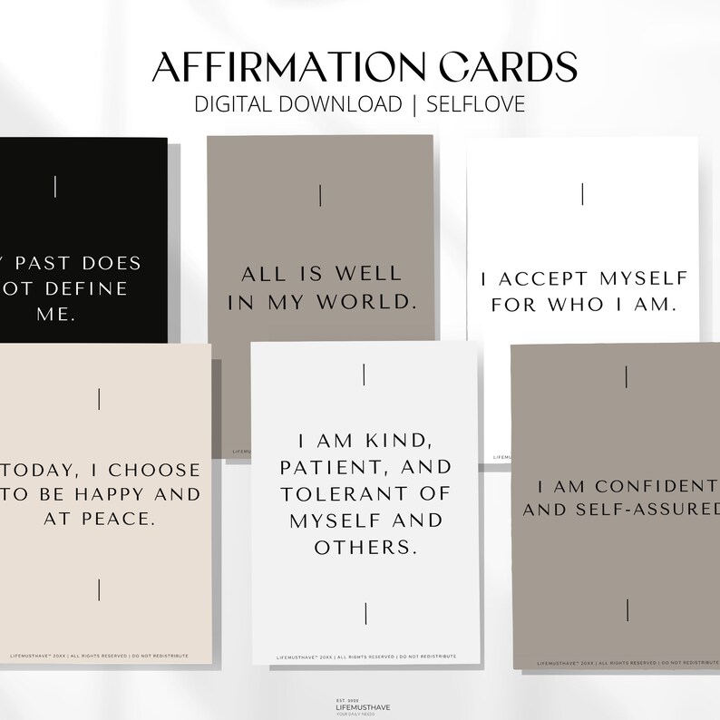 Self Love Affirmation Cards Printable Positive Affirmation - Etsy