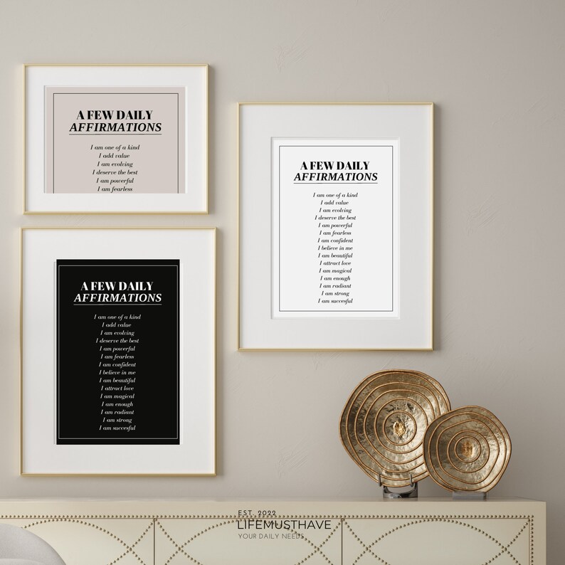 Daily Affirmations Print, Affirmations Wall Art, Self Love Wall Art ...