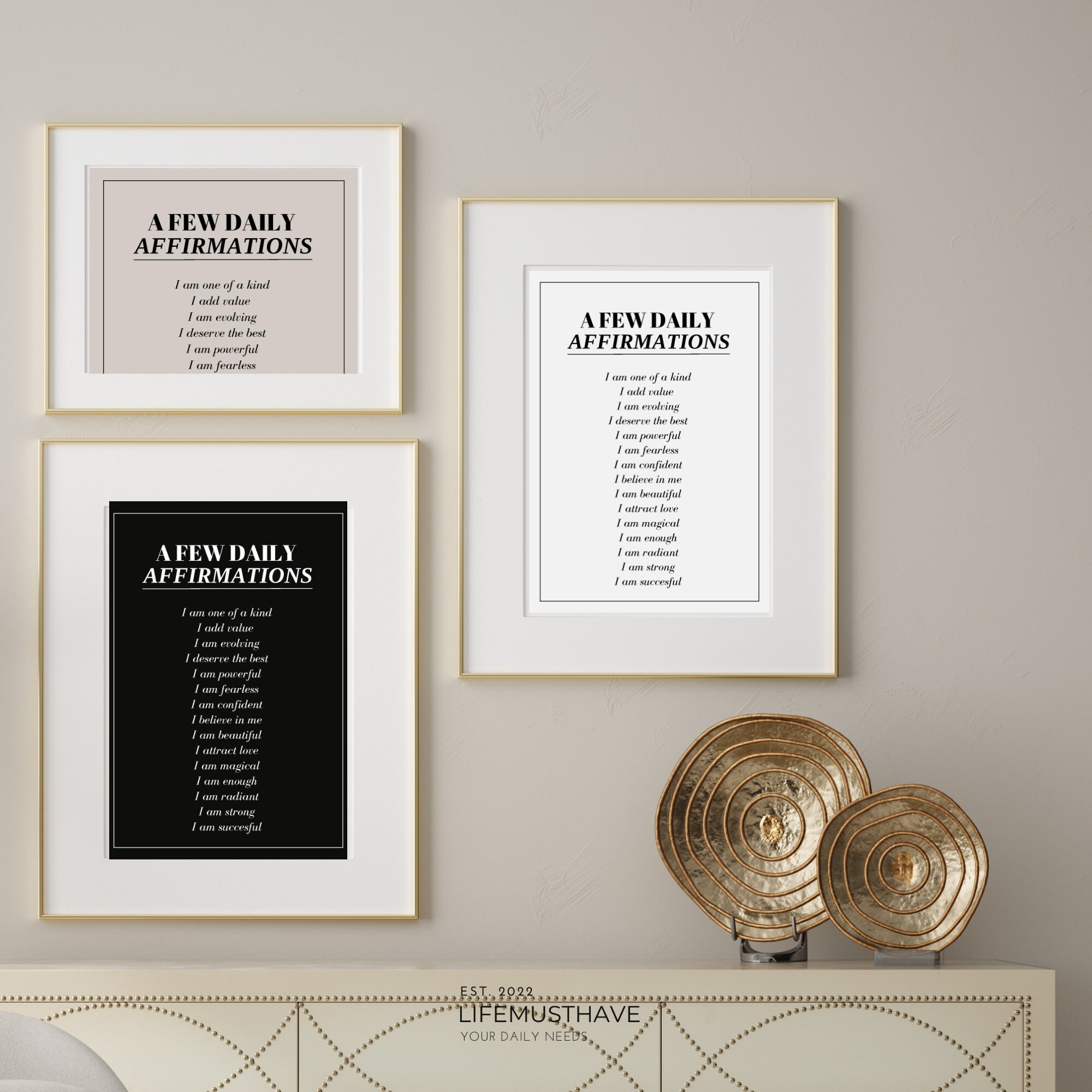 Daily Affirmations Print, Affirmations Wall Art, Self Love Wall Art ...