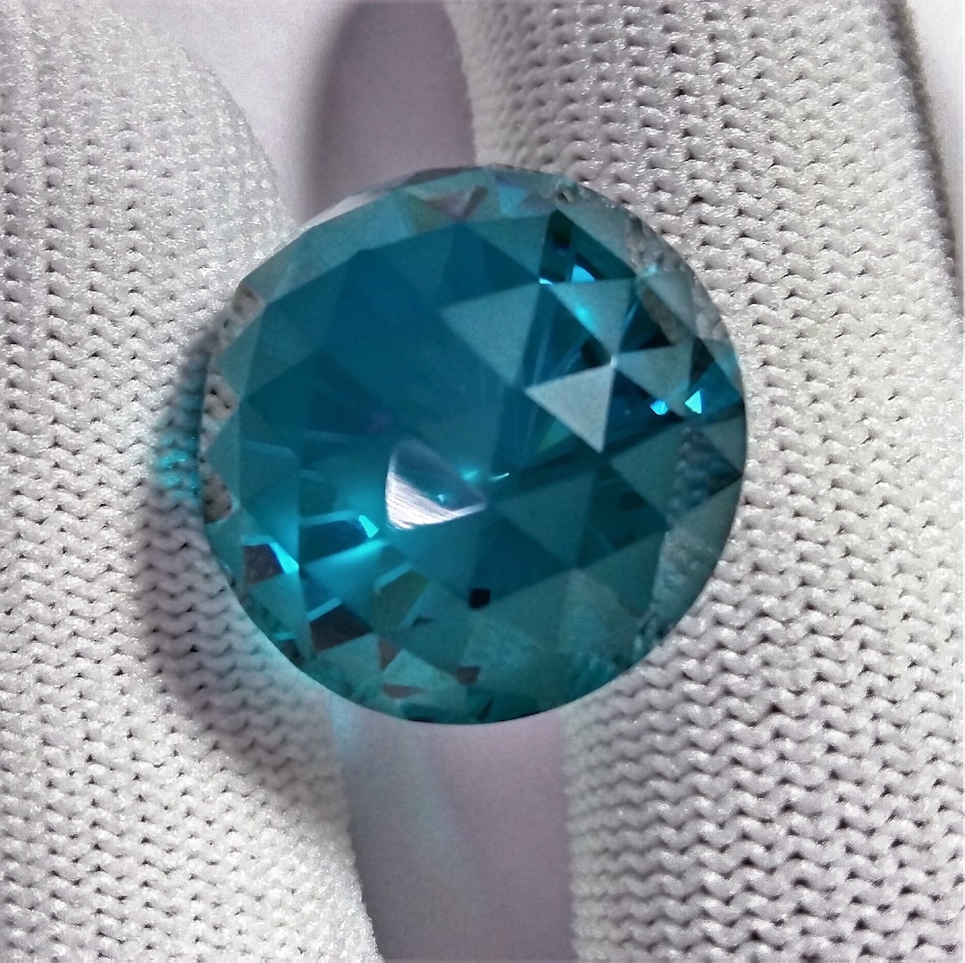 Lab-created London Blue Topaz, Round Fantasy Cut Gemstone, 10 Ct - Etsy