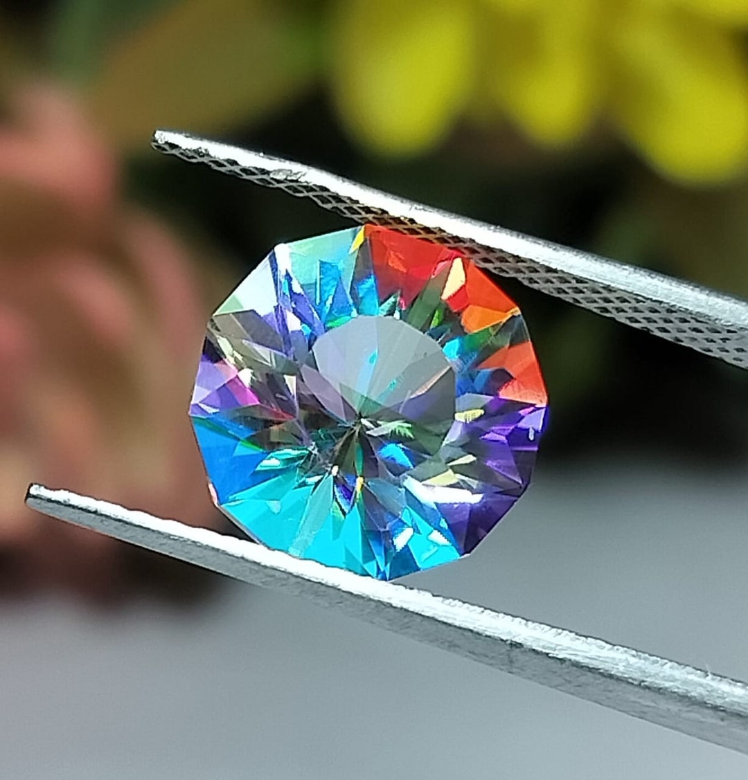 Round Rainbow Mystic Topaz Doublet, 10mm Jubilee Cut Gemstone - Etsy