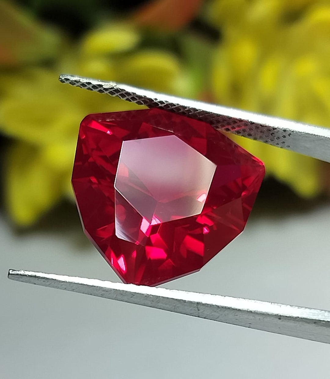 Pigeon Blood Red Corundum Gemstone Trillion Shape 15X15X8.50MM Fancy Ultra Cut Ring & Pendant ...