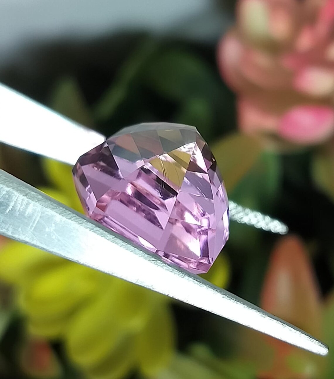 Pink Corundum Gemstone: 14X10MM Faceted Step Cut, Lab Created Sapphire ...