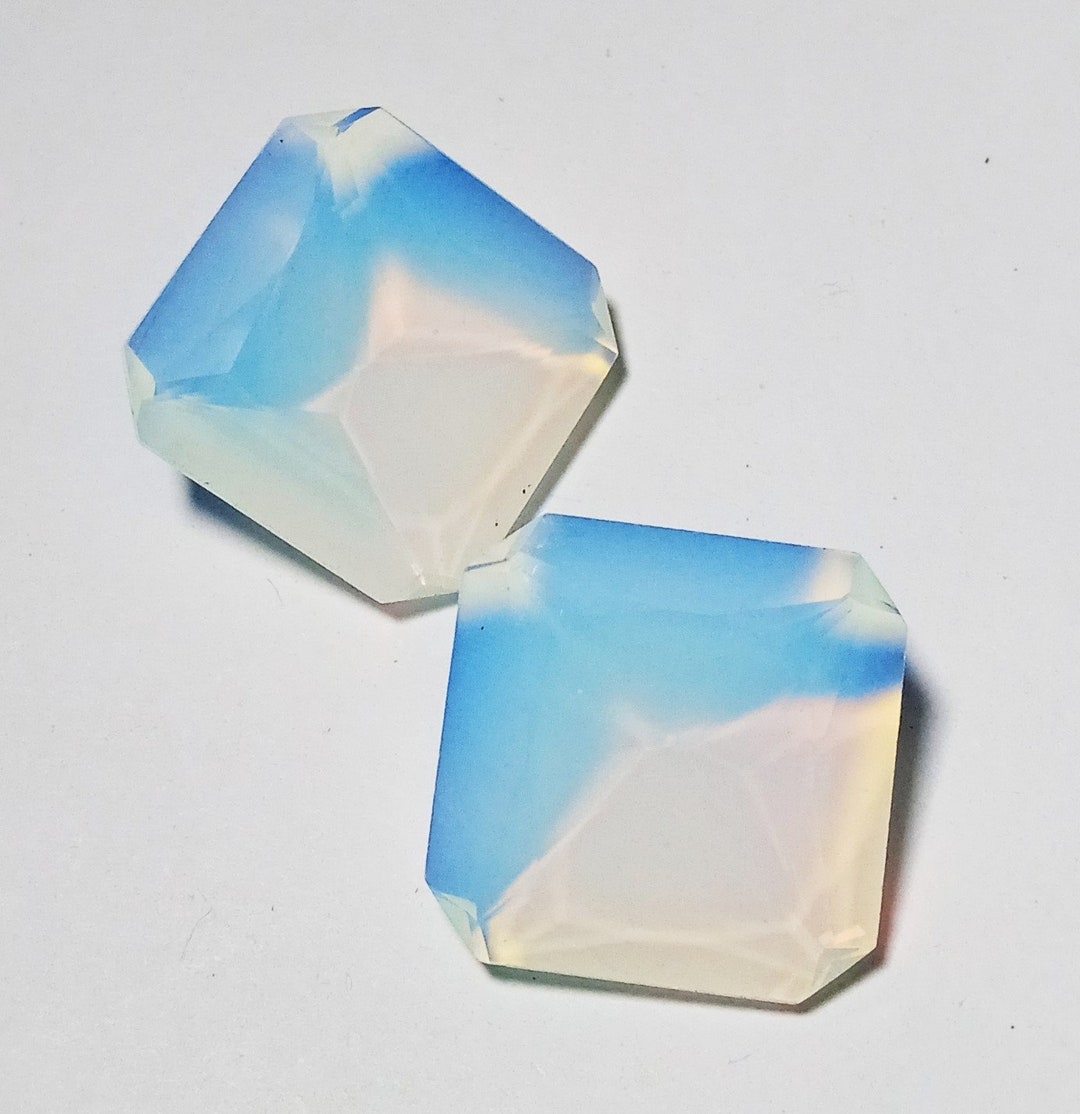 Opalite Moonstone Pair, Octagon Princess Cut Gemstones (16x16mm) - Etsy