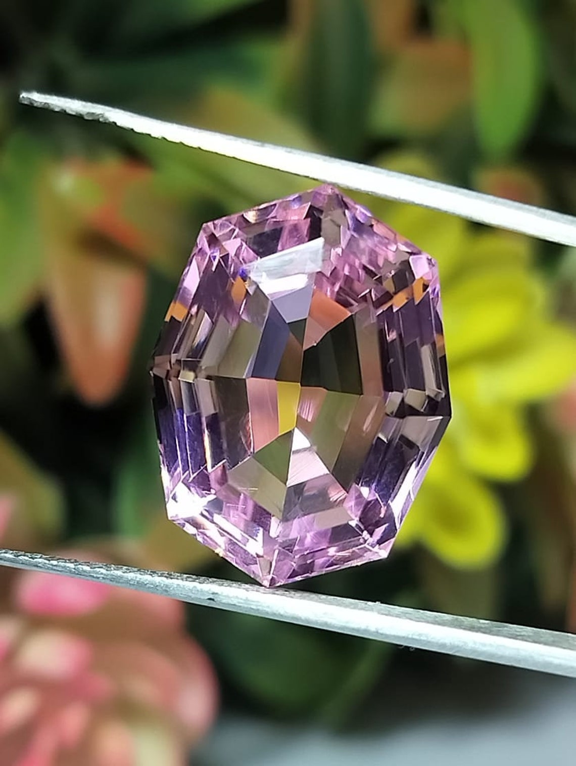 Pink Corundum Gemstone: 14X10MM Faceted Step Cut, Lab Created Sapphire ...