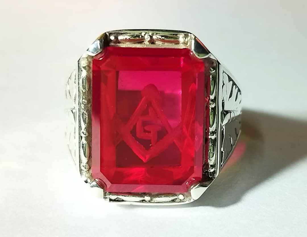 Pigeon Blood Red Corundum Octagon Shape Ring 925 Sterling Silver Ring ...