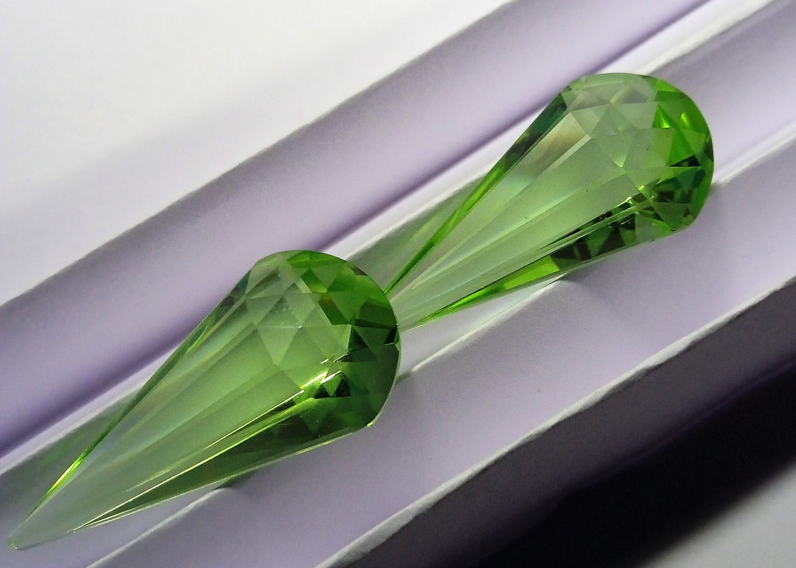 Green Topaz Gemstone Pair, Fancy Teardrop Cut (16X8X4MM) - Etsy