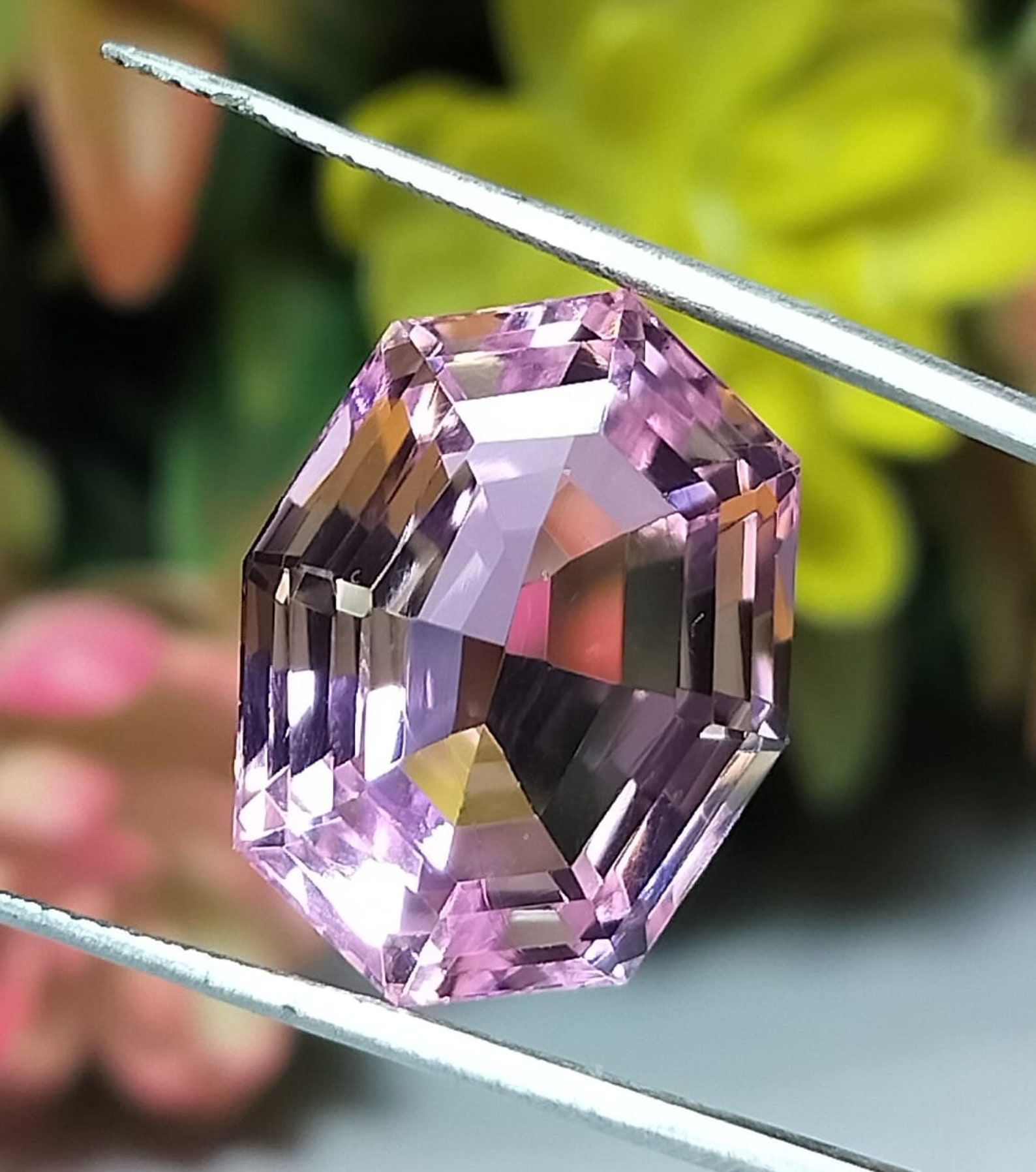 Pink Corundum Gemstone: 14X10MM Faceted Step Cut, Lab Created Sapphire ...