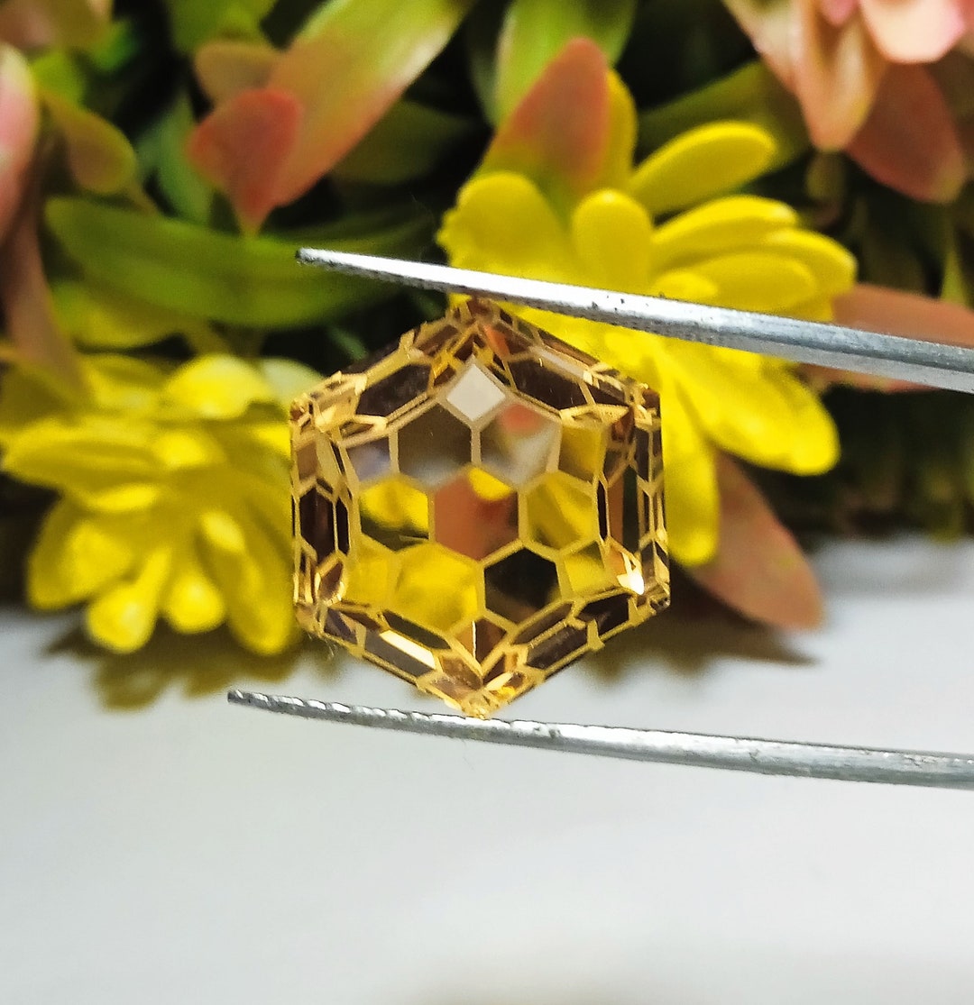 Lab Created Morganite Gemstone: AAA Hexagon Cut, 13ct Loose Stone - Etsy