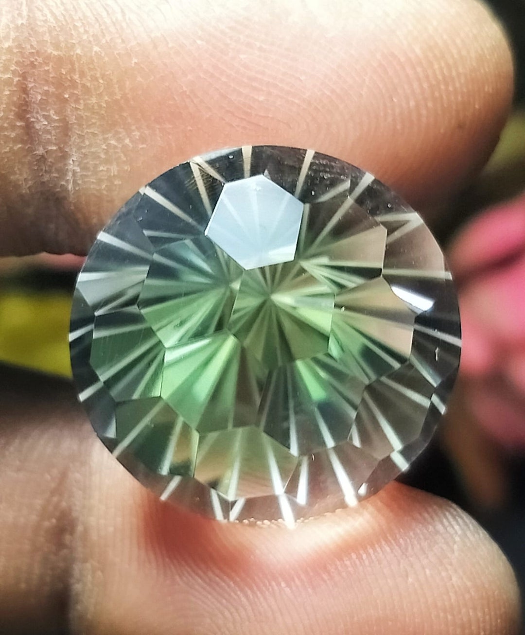 Natural Crystal Quartz Round 22X22X18.70MM Honeycomb Laser Cut Faceted ...