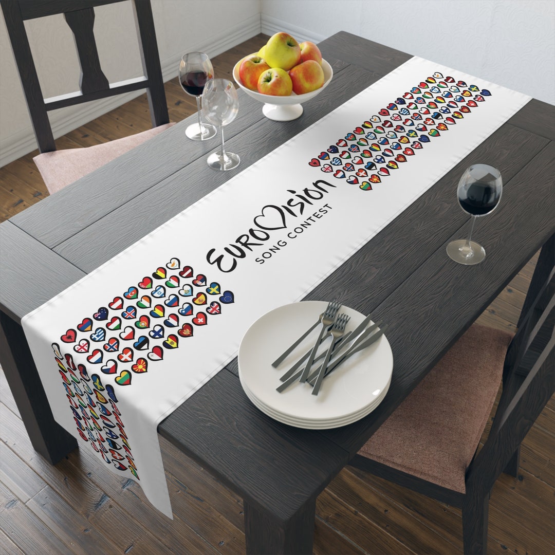 Table Runner - Eurovision, Flags of Eurovision, Eurovision Flags, Gift ...