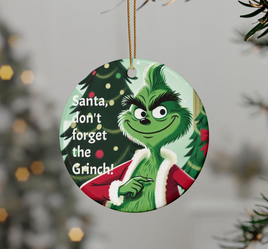 Grinch Ceramic Ornaments 2-side Print Christmas Holiday Decor Set of 1 ...
