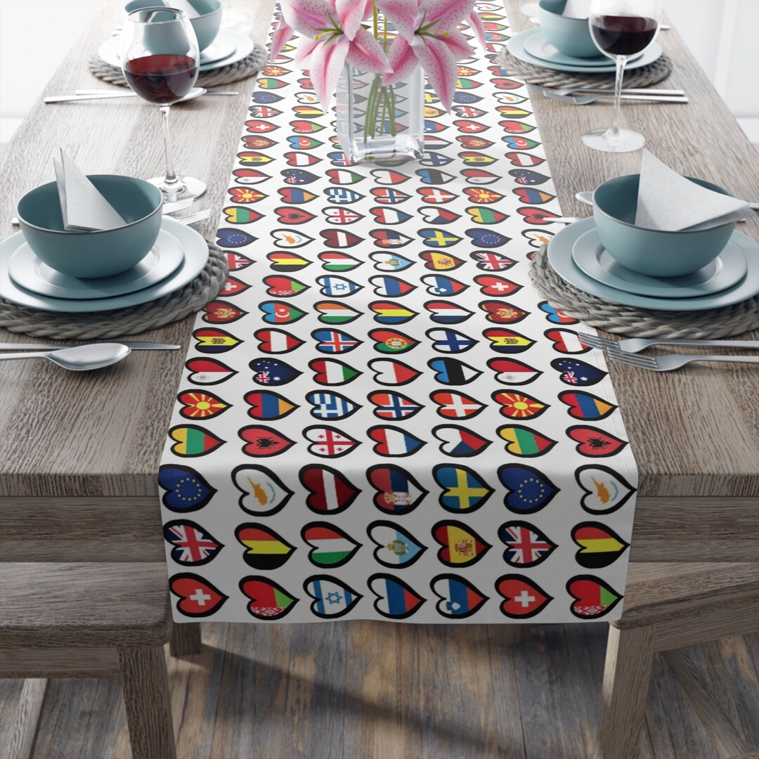 Table Runner - Eurovision, Flags of Eurovision Countries, International ...