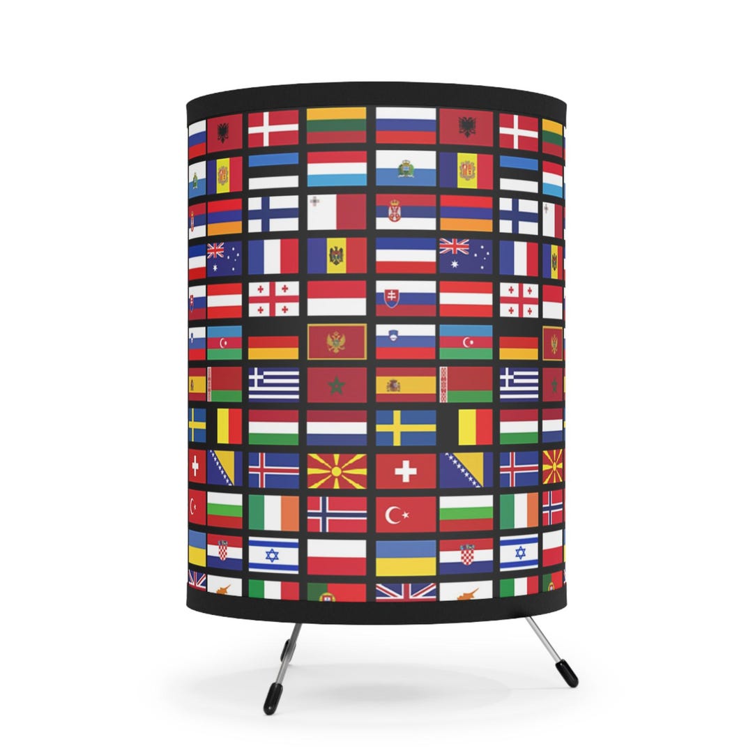 Tripod Lamp Bold Flags Eurovision International Flags Printed Shade Usa ...