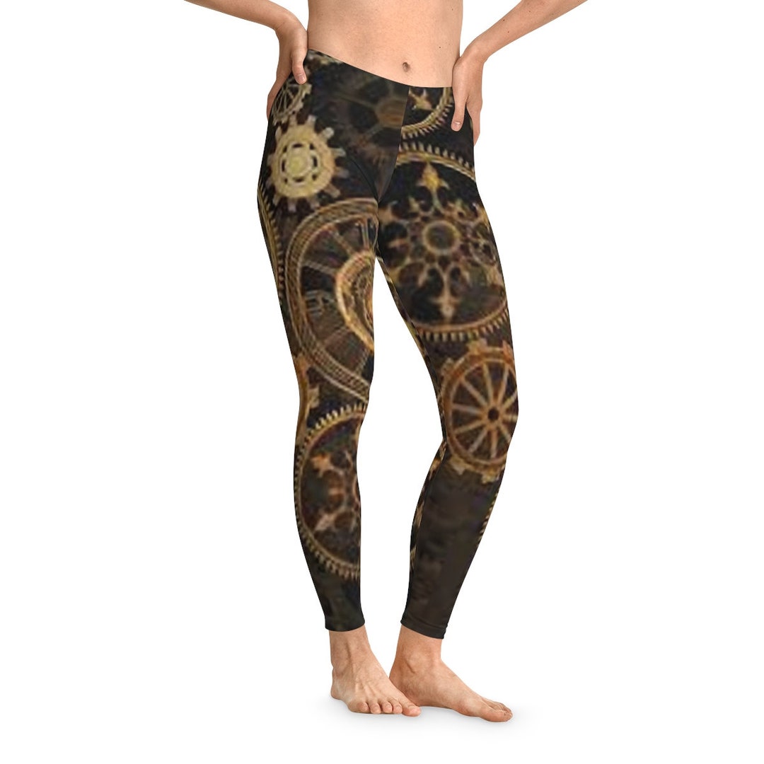 Women's Leggings Steampunk Leggings, Cyberpunk Brown Custom Leggings ...